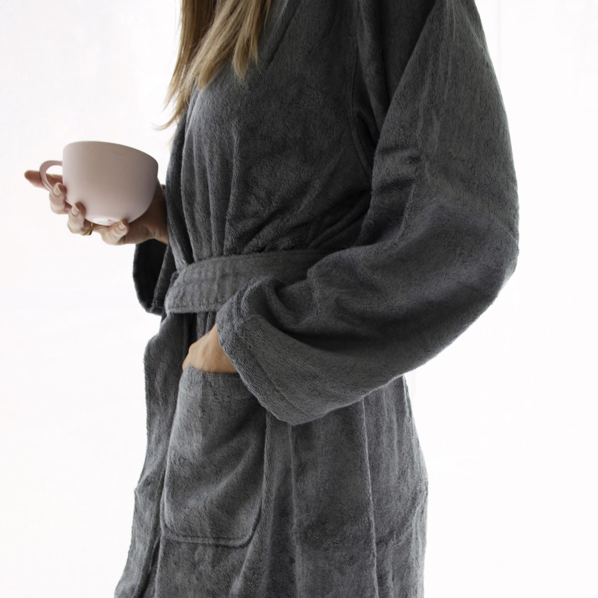 CHARCOAL BAMBOO BATHROBE - S-M - BAMBOO BATHROBE